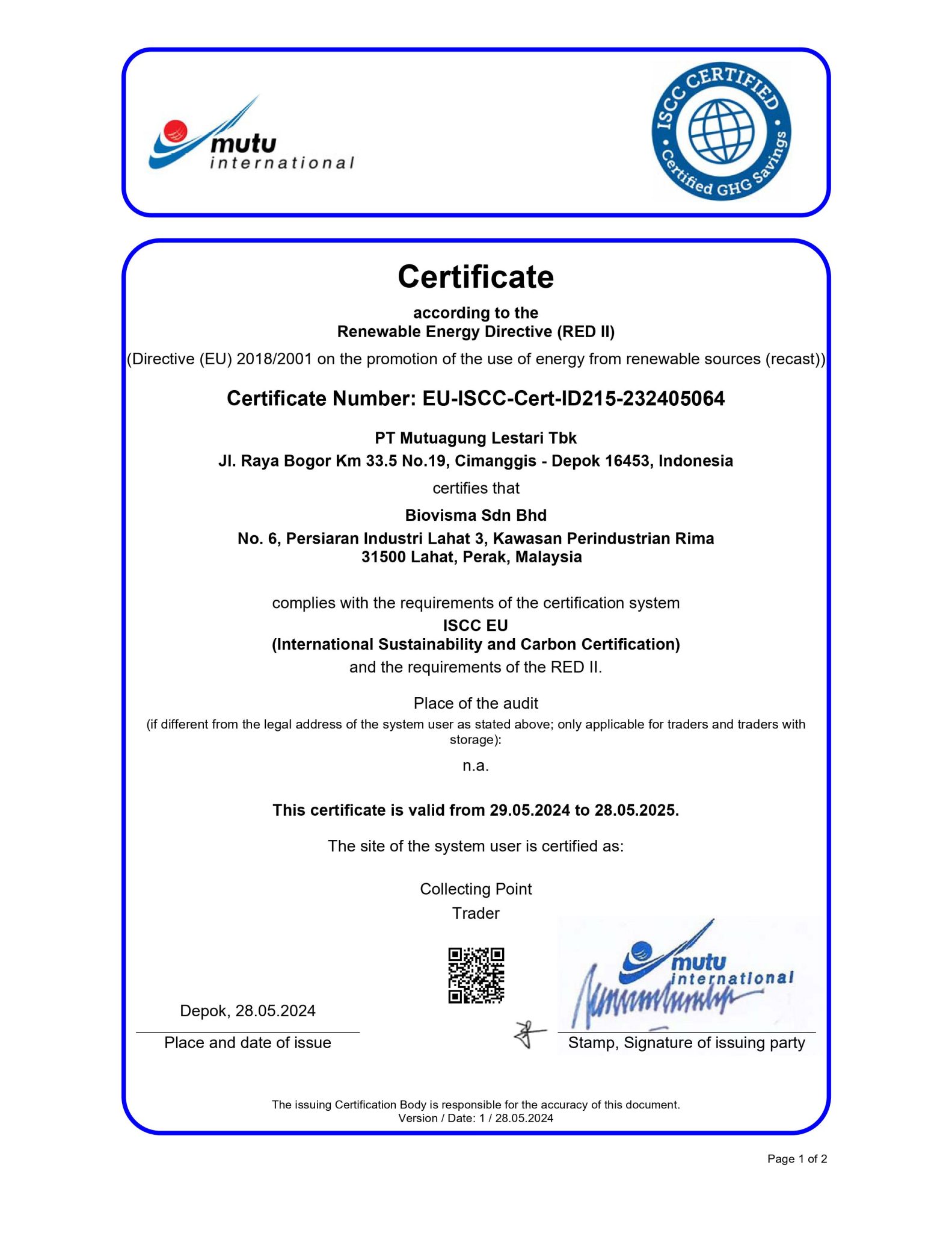 Green Energy Asia | License & Certificates – Used Cooking Oil ...